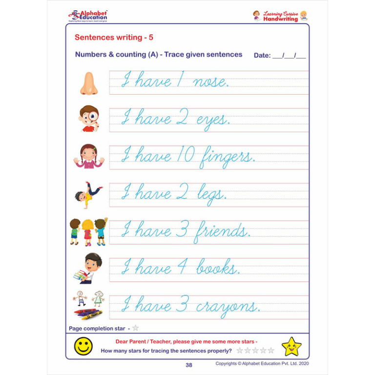Buy Learning Cursive Handwriting Sentences Book | Alphabet Education
